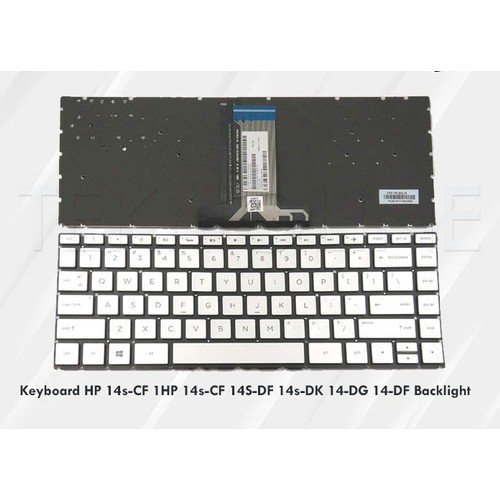 Keyboard hp 14-cf 14s-cf 14-dk 14s-dk 14-df 14-dg silver backlight ...