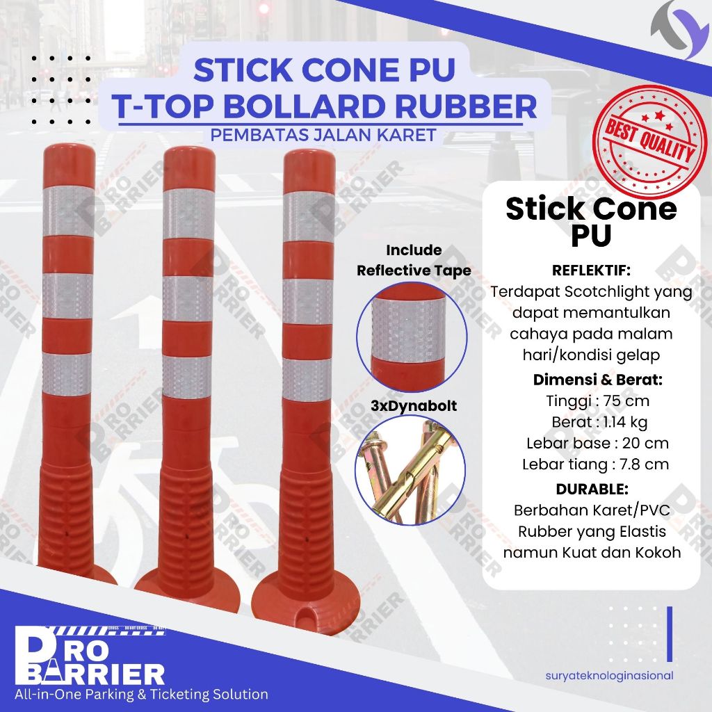 Pu Stick Cone / T-Top Bollard Rubber Cone / PU Road Barrier Rod Cone ...