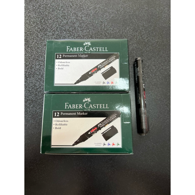HITAM Faber Castell Permanent Markers Black / Box (content of 12 ...