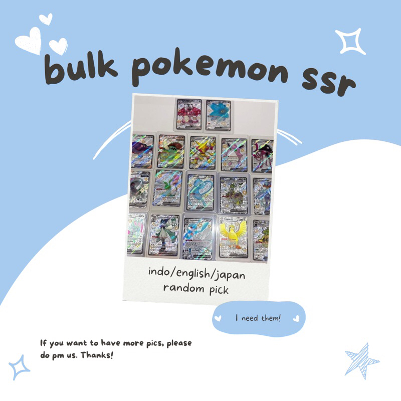 Random Bulk SSR Pokemon TCG Indonesia / English / Japan | Shopee ...