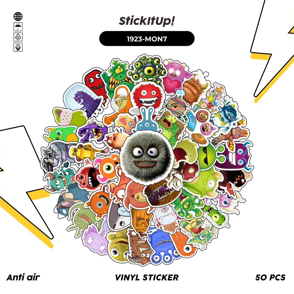 50 Pcs Sticker Pack MONSTER ART ILLUSTRATION CHARACTER MIX 07 Cute ...