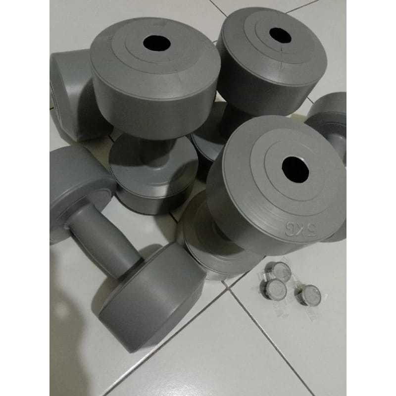 (Tiger) Empty plastic dumbbell barbell 5kg free box packing (1pc ...