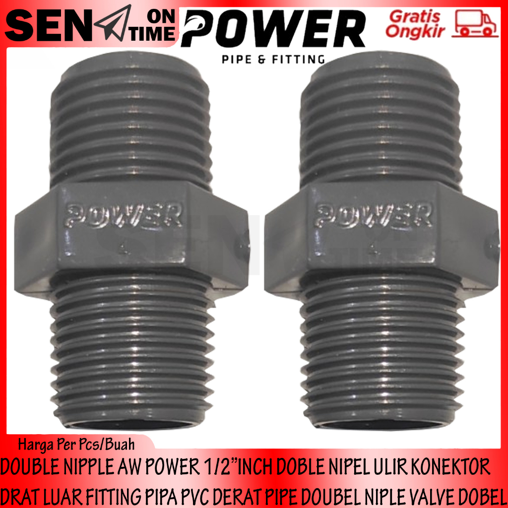 DOUBLE NYLON AW POWER 1/2"INCH DOUBLE NIPPLE THREAD CONNECTOR OUTER ...