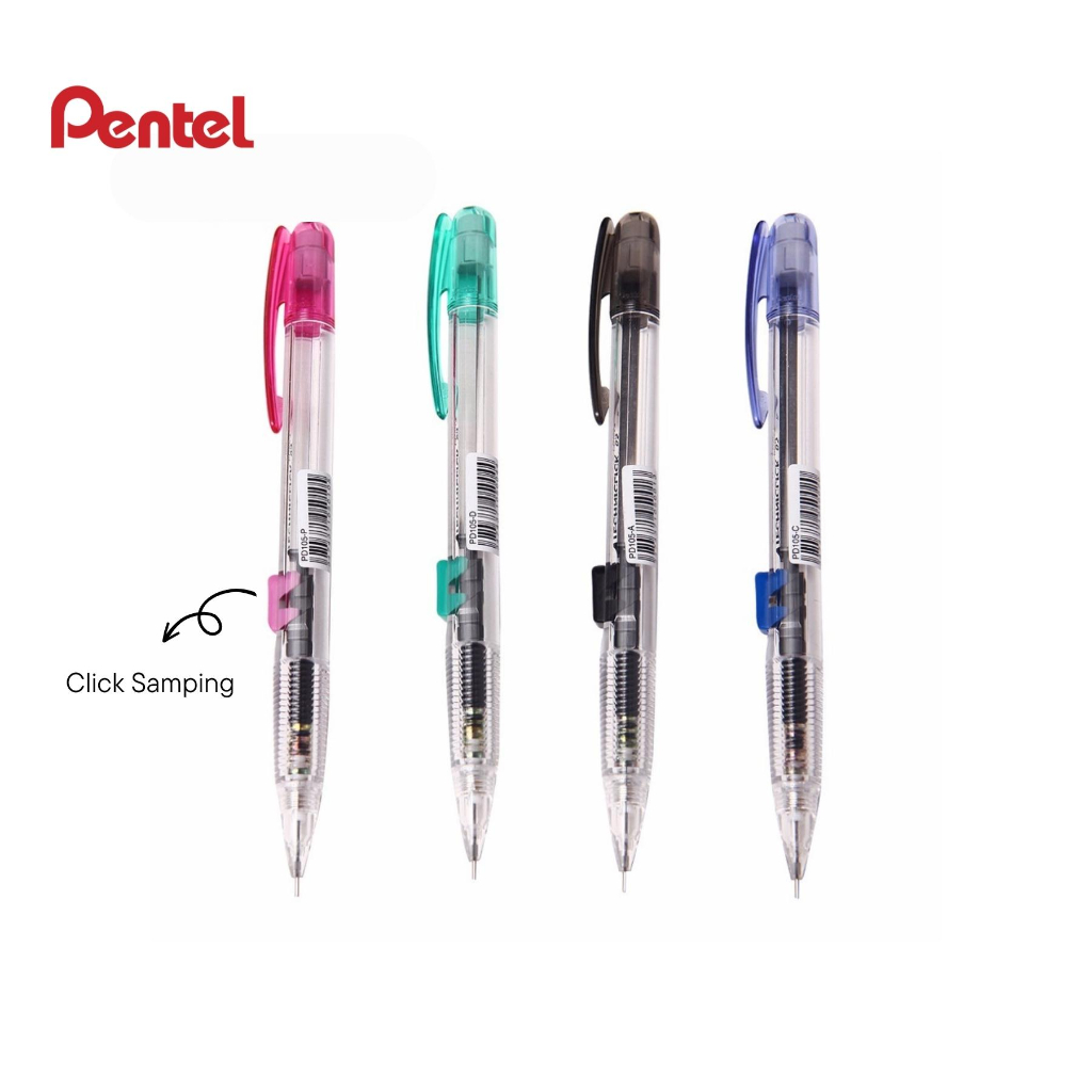 Pentel Mechanical Pencil PD105T Tip 0.5 mm 2B Techniclick Click Side ...