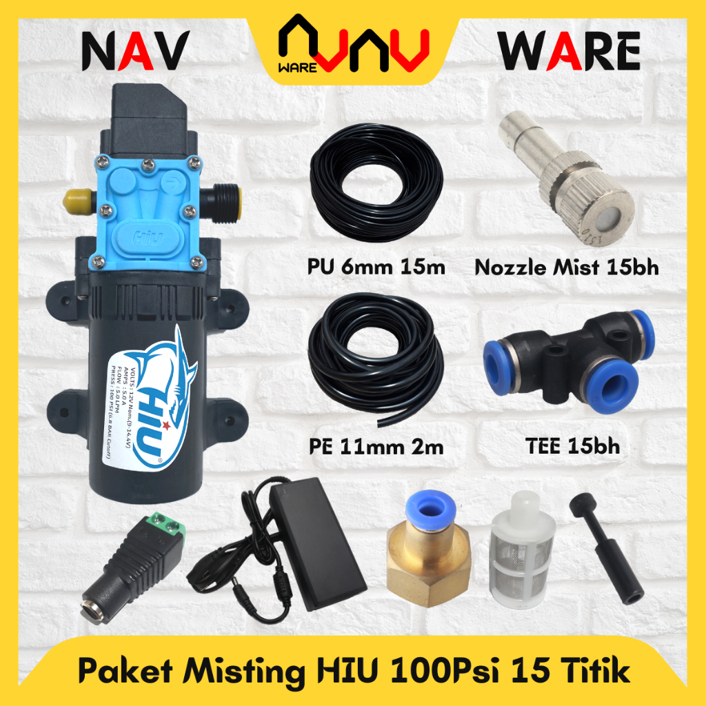 Misting Package 15 Points HIU Pump 100Psi DC 12V Mist Tool for ...
