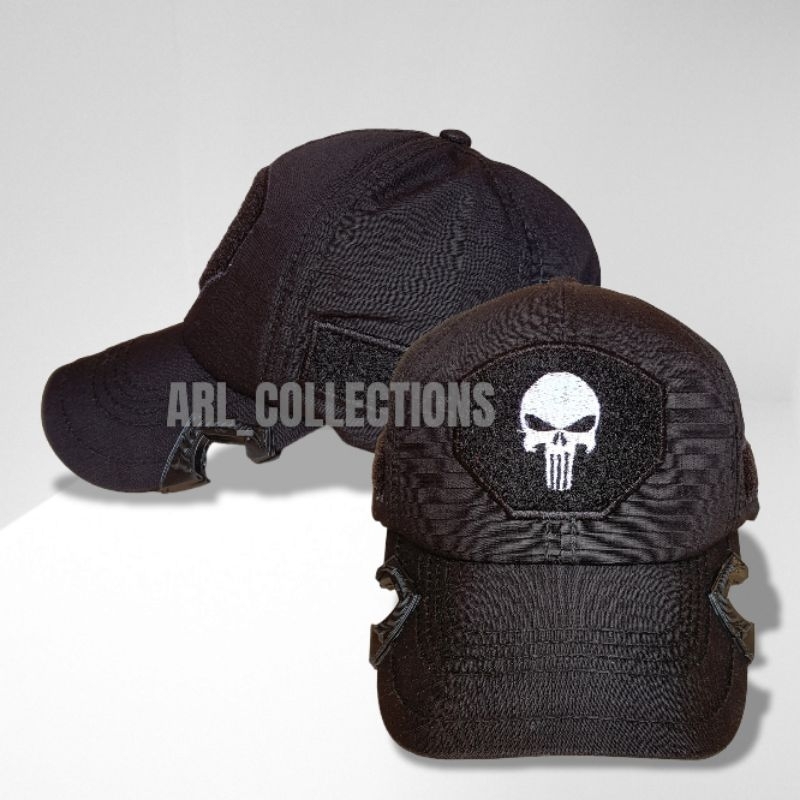 HITAM Black tactical coak funisher Cap - baseball caps velcro full ...