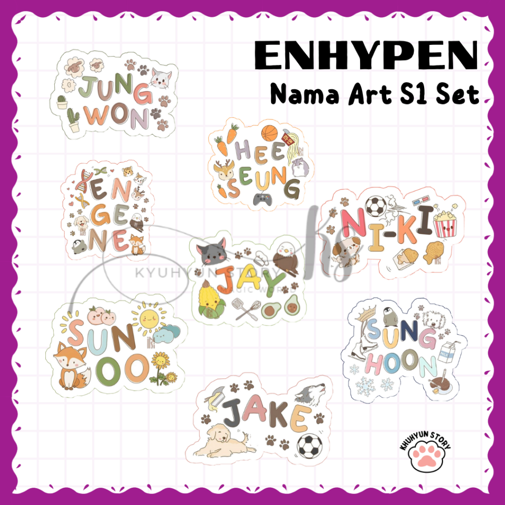 HP Kpop Enhypen Name Art Stickers Cute Aesthetic Sticker Deco Design ...