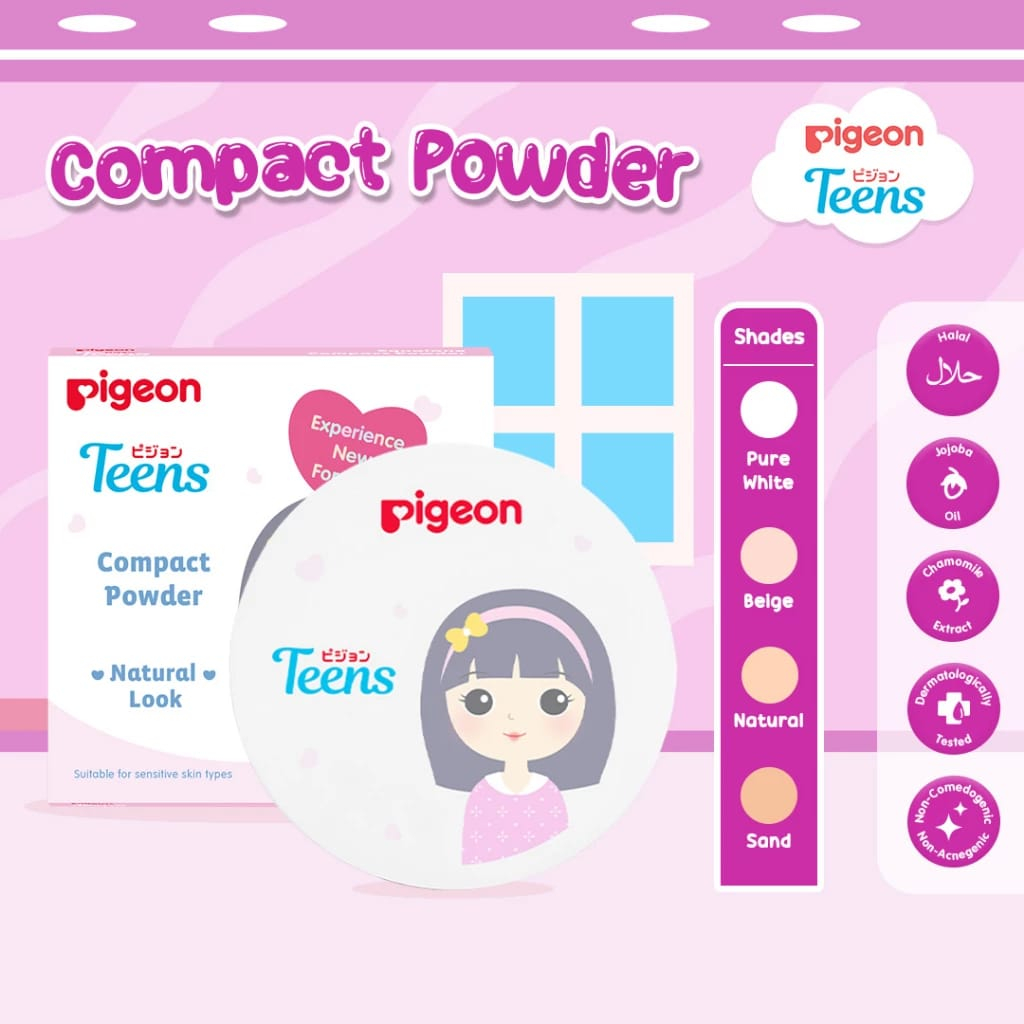 PIGEON TEENS - Compact Powder Natural Look 14Gr / Teen Pressed Powder ...