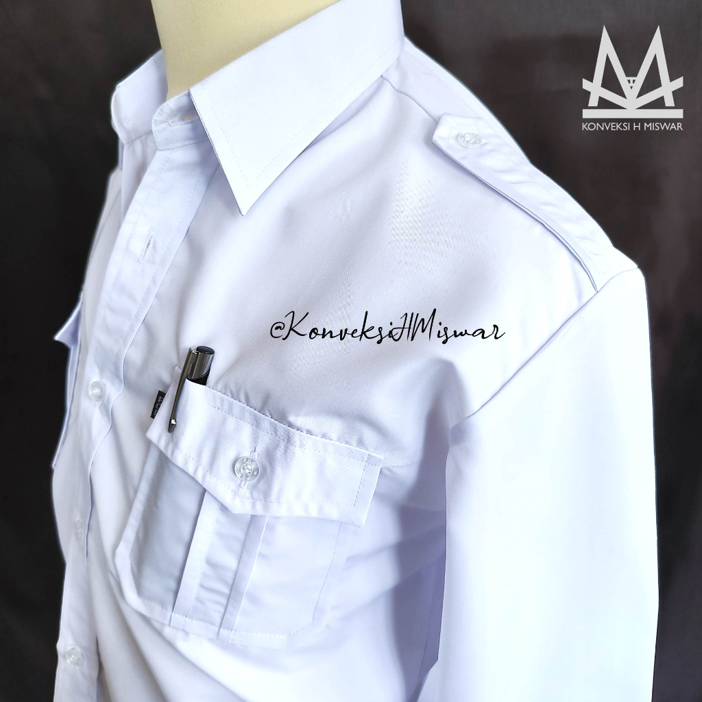 KEMEJA PUTIH Eco Men's Work Uniform - Long Sleeve White Shirt Top ...