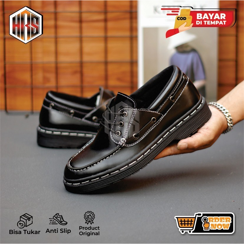 HRS ZAPATO - Docmart Men's Formal Shoes, Dokmart Lace-Up Loafers, Black ...