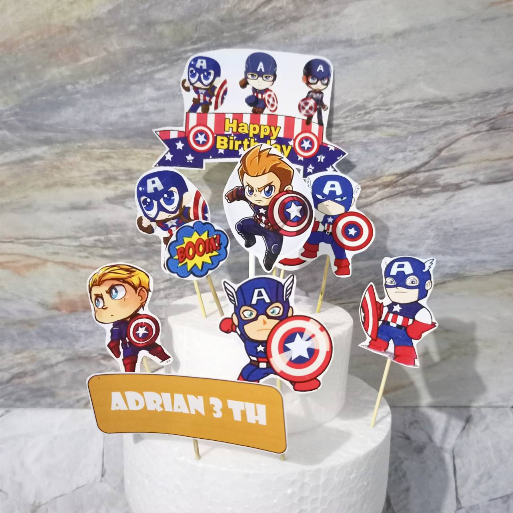 Captain America Birthday Topper / Cake Topper | Shopee Philippines