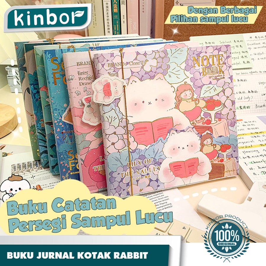 Kinbor 100 sheets aesthetic rabbit Notebook/ Thick cute square journal ...