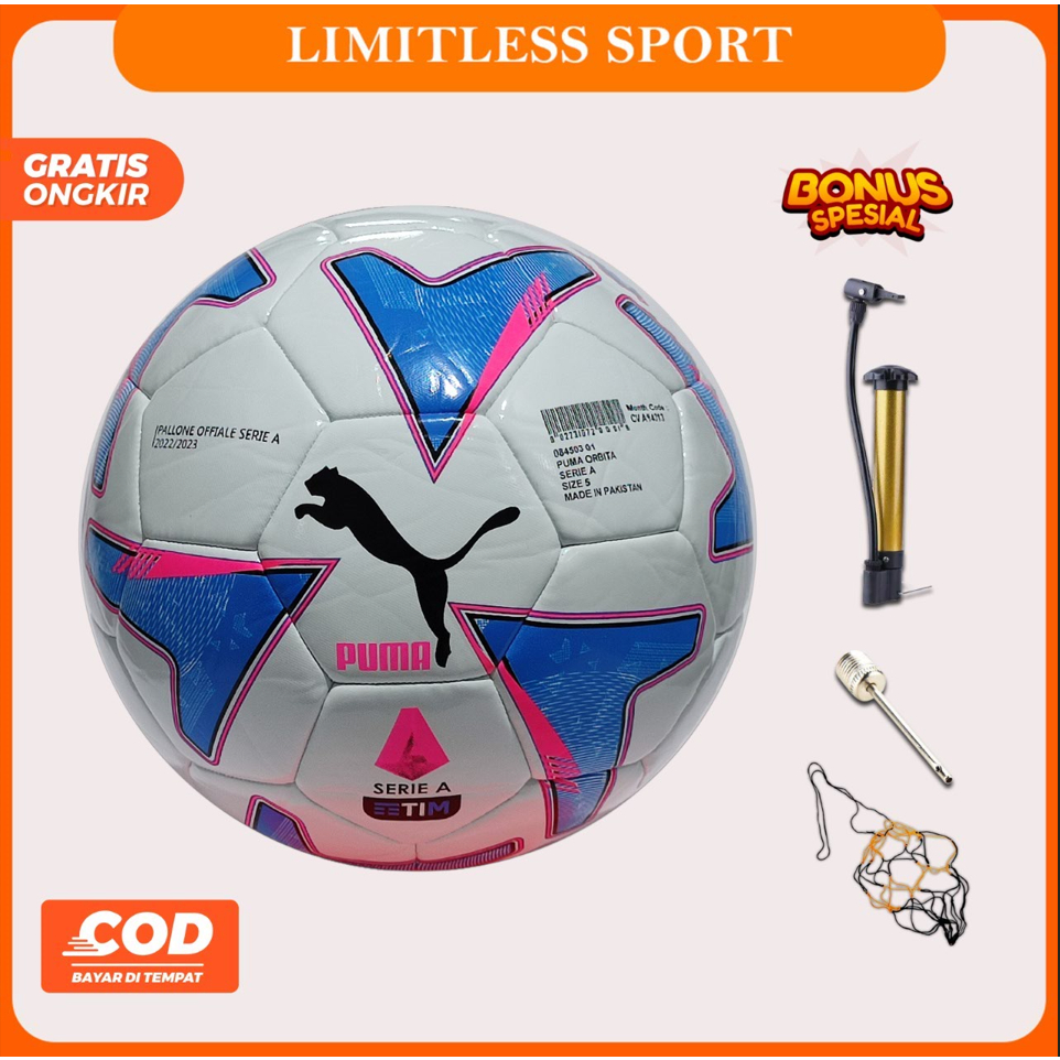 Puma SERIE A SIZE 5 FOOTBALL ORIGINAL FREE VALVE PUMP AND NET FOOTBALL ...