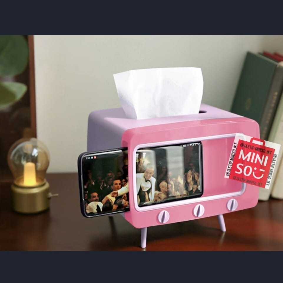 Miniso TV Shaped Tissue Box with Phone Holder (18.5x15x16cm) | Shopee ...