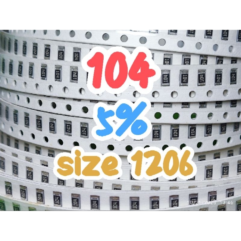 10pcs resistor chips smd 104 size 1206 100Kohm 100K ohm | Shopee ...