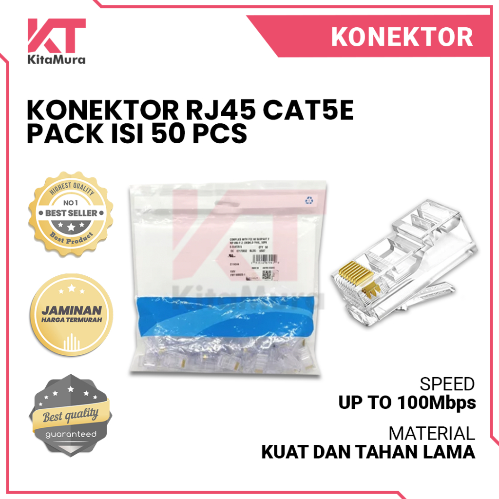Original RJ45 Cat 5e Connector (50pcs) 100Mbps | Shopee Philippines