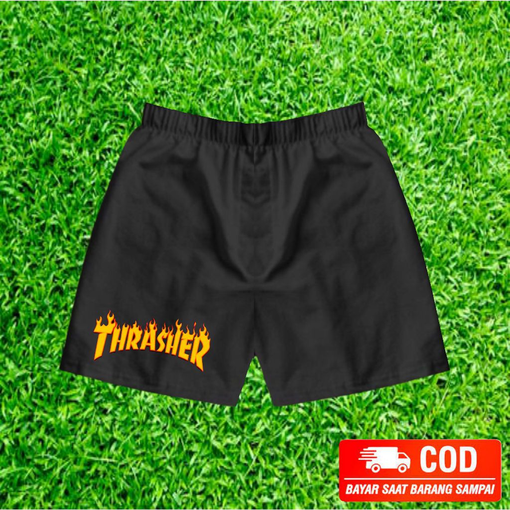 Short pans flower japan boxer pattern pants black on fire - boxer ...