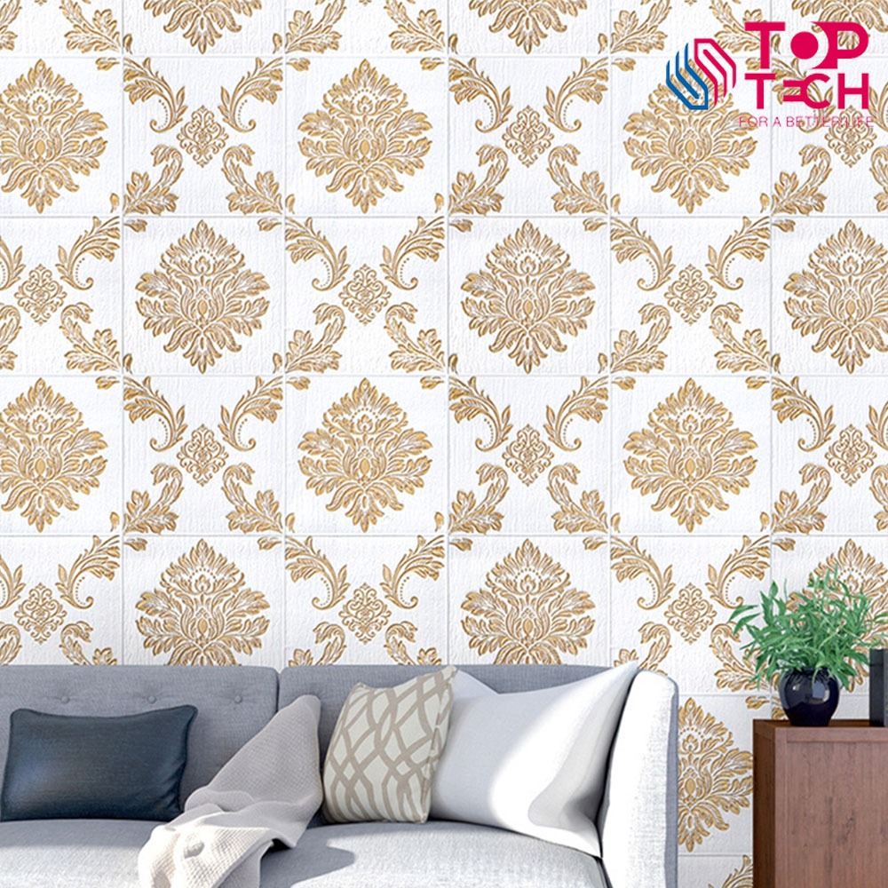 Toptech - 3D Foam Wallpaper / 3D Foam Batik Flower Motif Wall Wallpaper ...