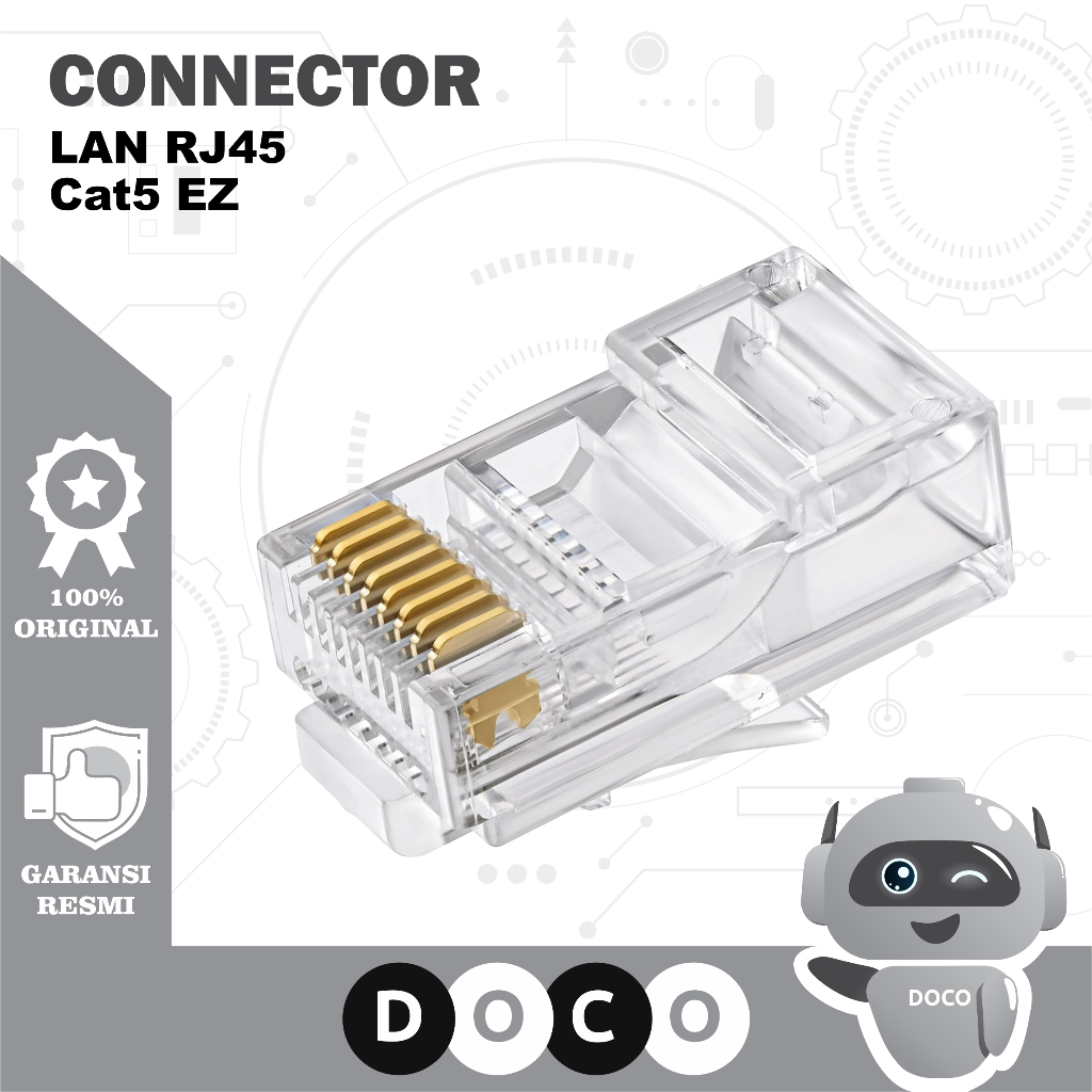 Lan Connector RJ45 CAT5 EZ Plastic Cable Connector Head Plug Network ...