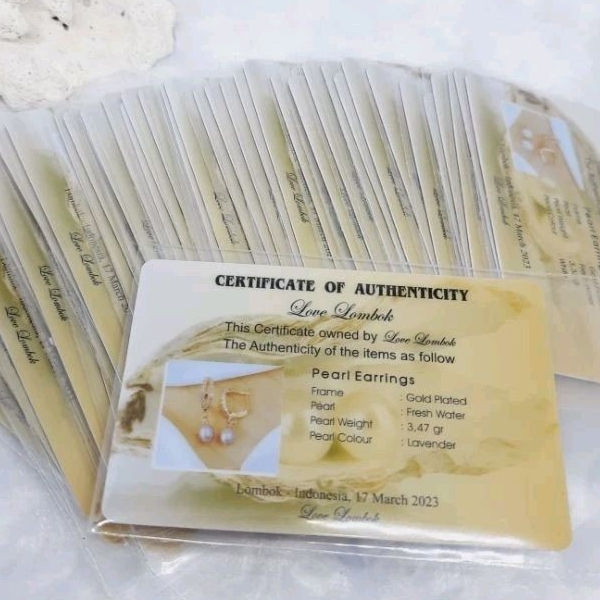 Lombok Pearl Certificate 01 Lombok Pearl Authenticity Certificate ...