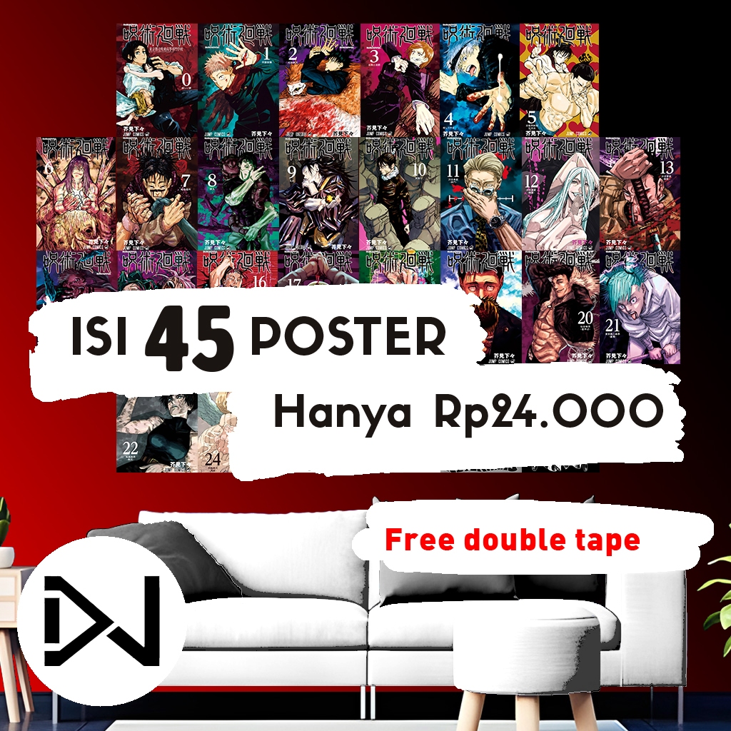HIASAN DINDING Jujutsu KAISEN COVER POSTER CONTENTS 45pcs | Delusionwall | Jujutsu WALL POSTER ...