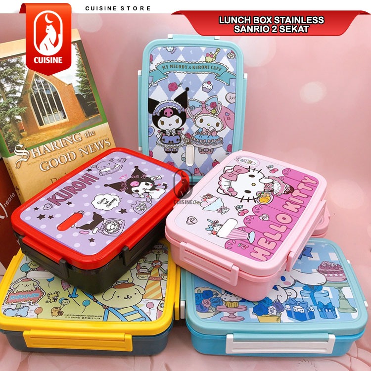 Children's Stainless Lunch Box 2 Dividers Spill-proof Character Lunch ...