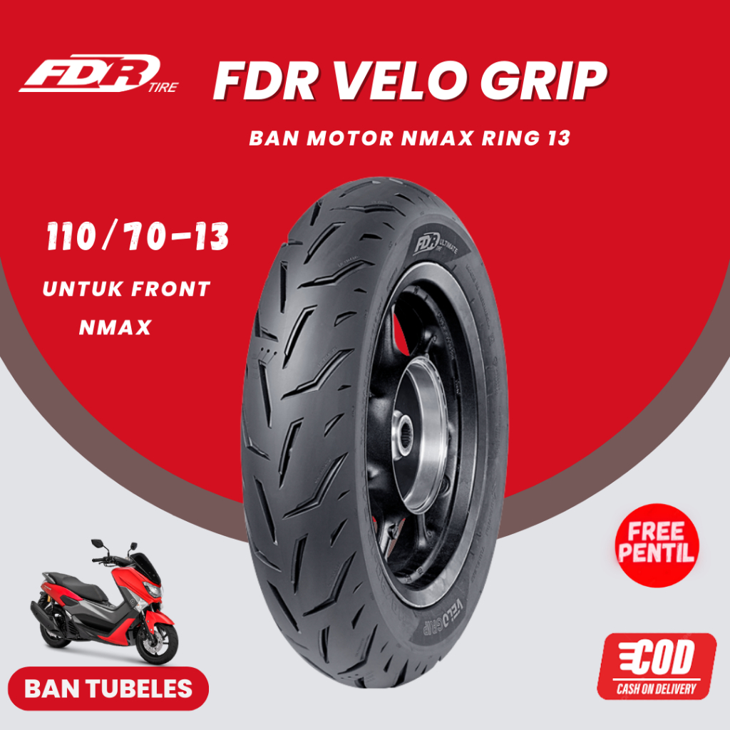 FDR Tubeless Tire VELO Grip 110 70 13 Tubeless Motorcycle nmax BONUS ...