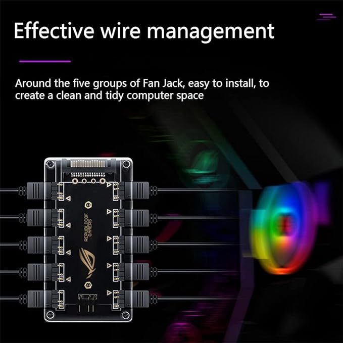 Pc ARGB HUB 3 Pin 5V Sync Asus AURA Mobo 10 Port Fan Casing Support ...