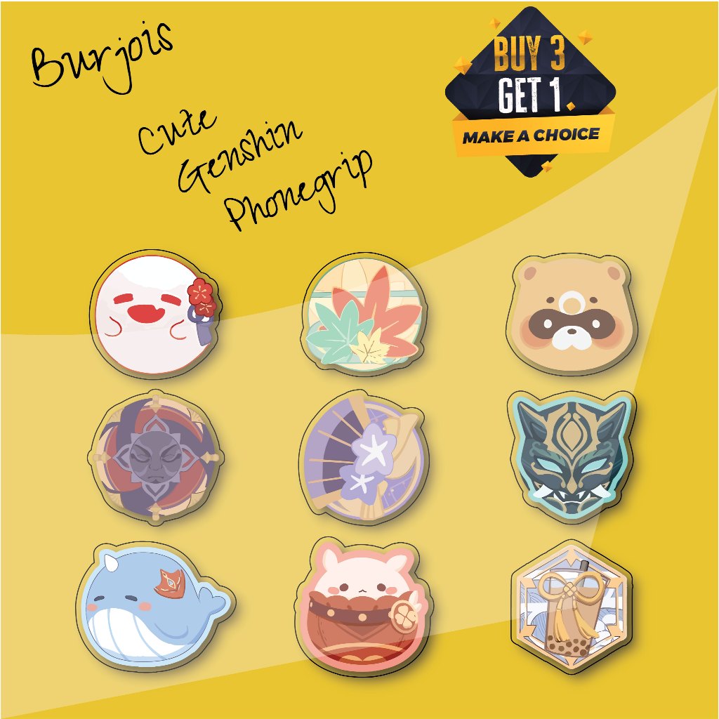 Burjois Genshin Impact Cute Phonegrip 2 | Pop Socket Cute Anime ...