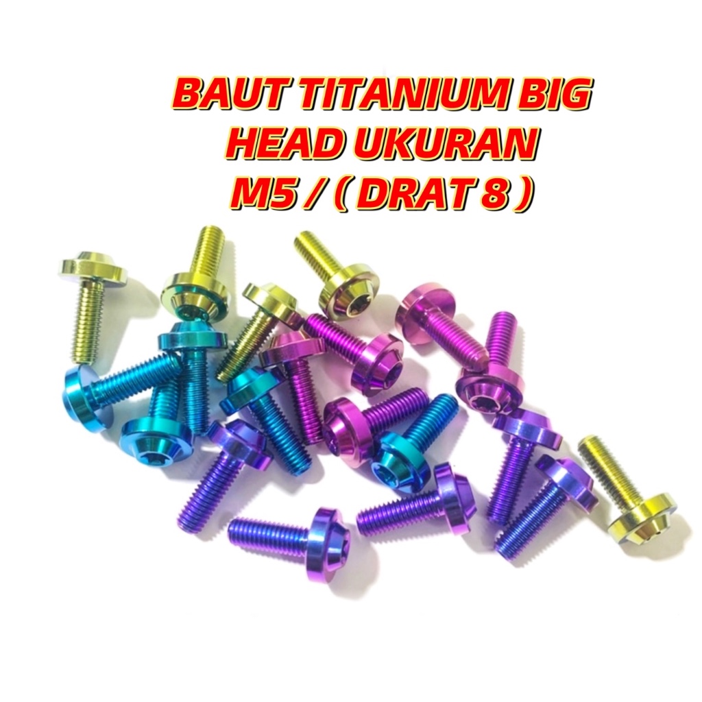 Titanium Bolt M5 DRAT 8 M5x15mm 5x25mm BIG HEAD GR5 ORIGINAL VIETNAM ...