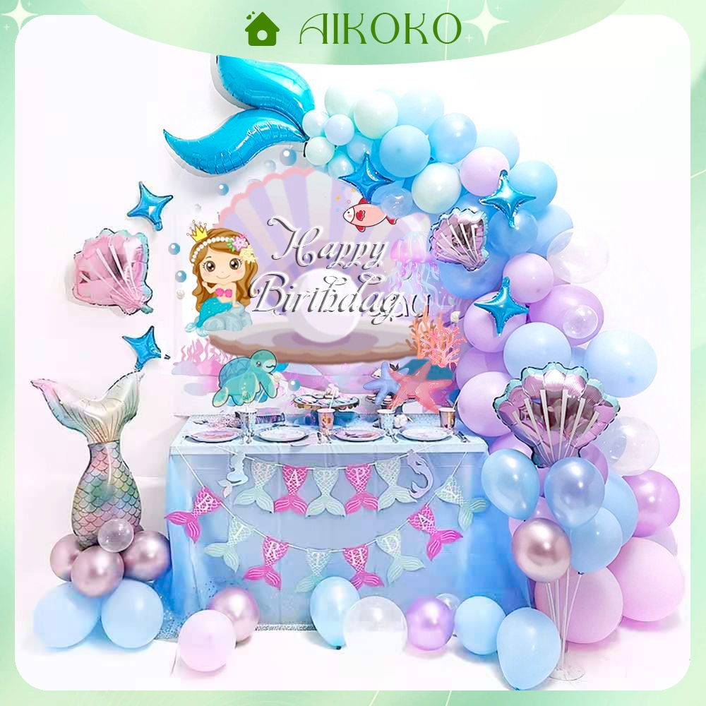137pcs Mermaid theme Mermaid theme Underwater Balloons set Arch ...