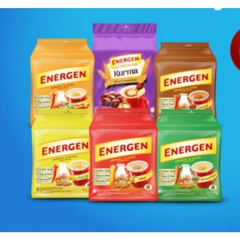 Energen Milk & Cereal Various Flavors Polybag Packaging contains 10 x ...