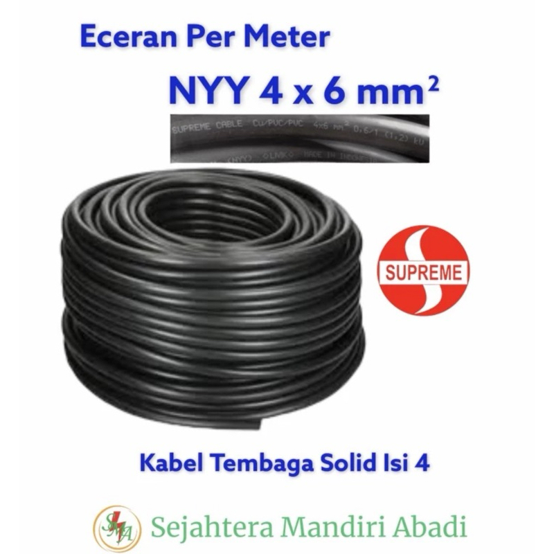 HITAM Nyy 4x6 Supreme Copper Single Solid Wire Power Cable Contains 4 ...