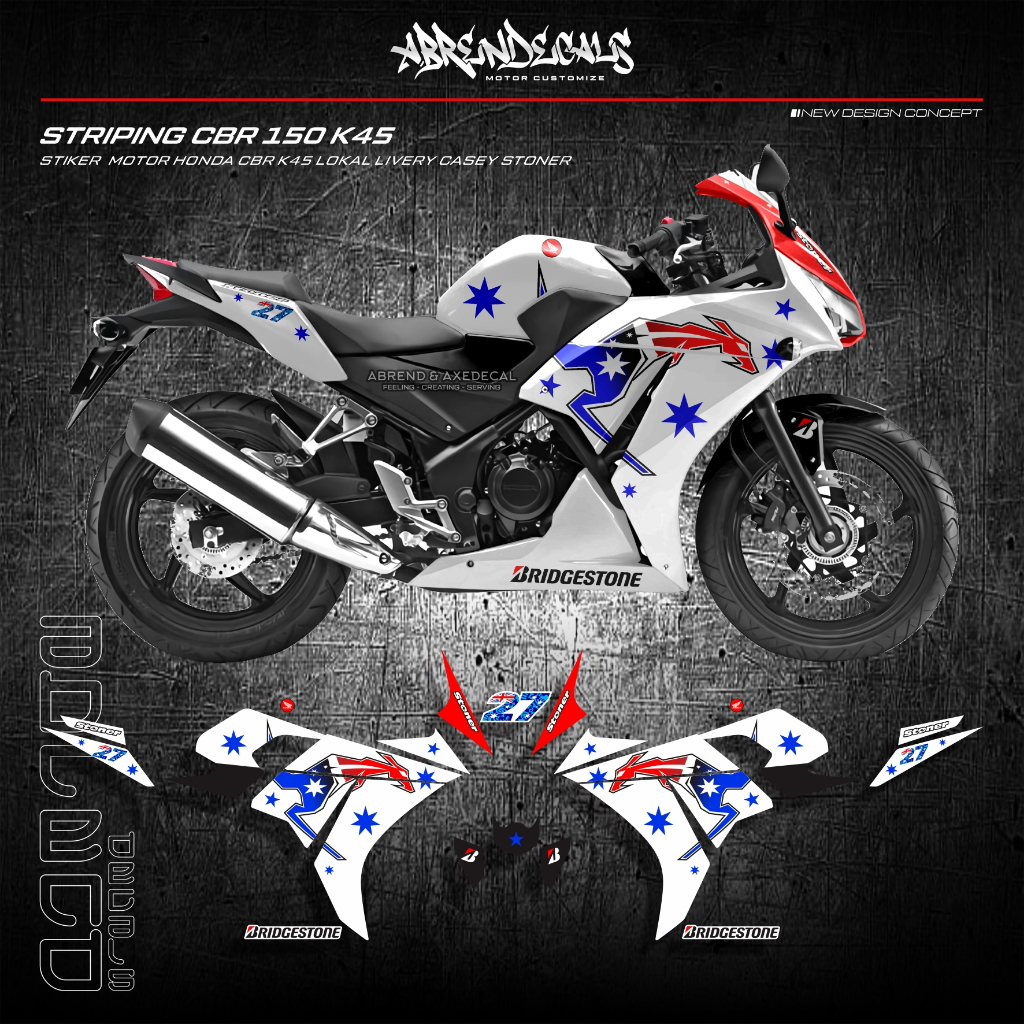 LOKAL Local CBR 150 K45 Striping Livery Casey Stoner Graphic / Honda ...