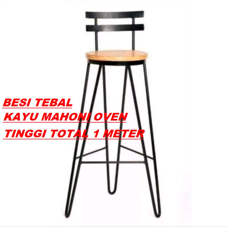 KAYU Total Height 1 METER/CAFE Chair/BAR Chair/CAFE Bench/Iron Wood BAR ...
