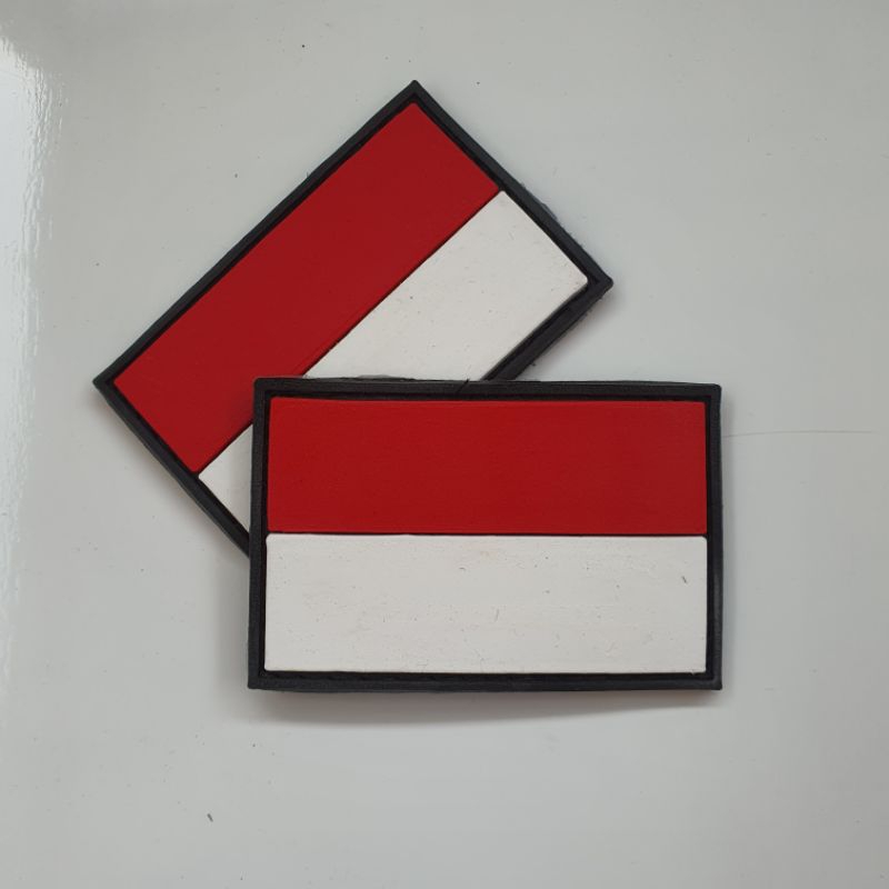 PUTIH MERAH Red and white Indonesian flag logo rubber patch - velcro accessories rubber emblem ...