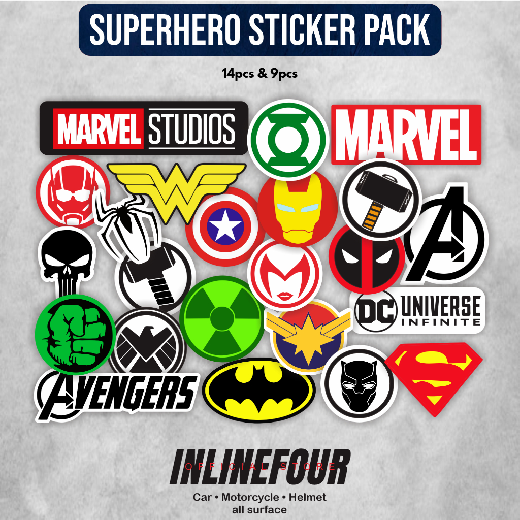 HP Marvel Avengers DC Superhero Logo Sticker Pack Aesthetic Stickers ...
