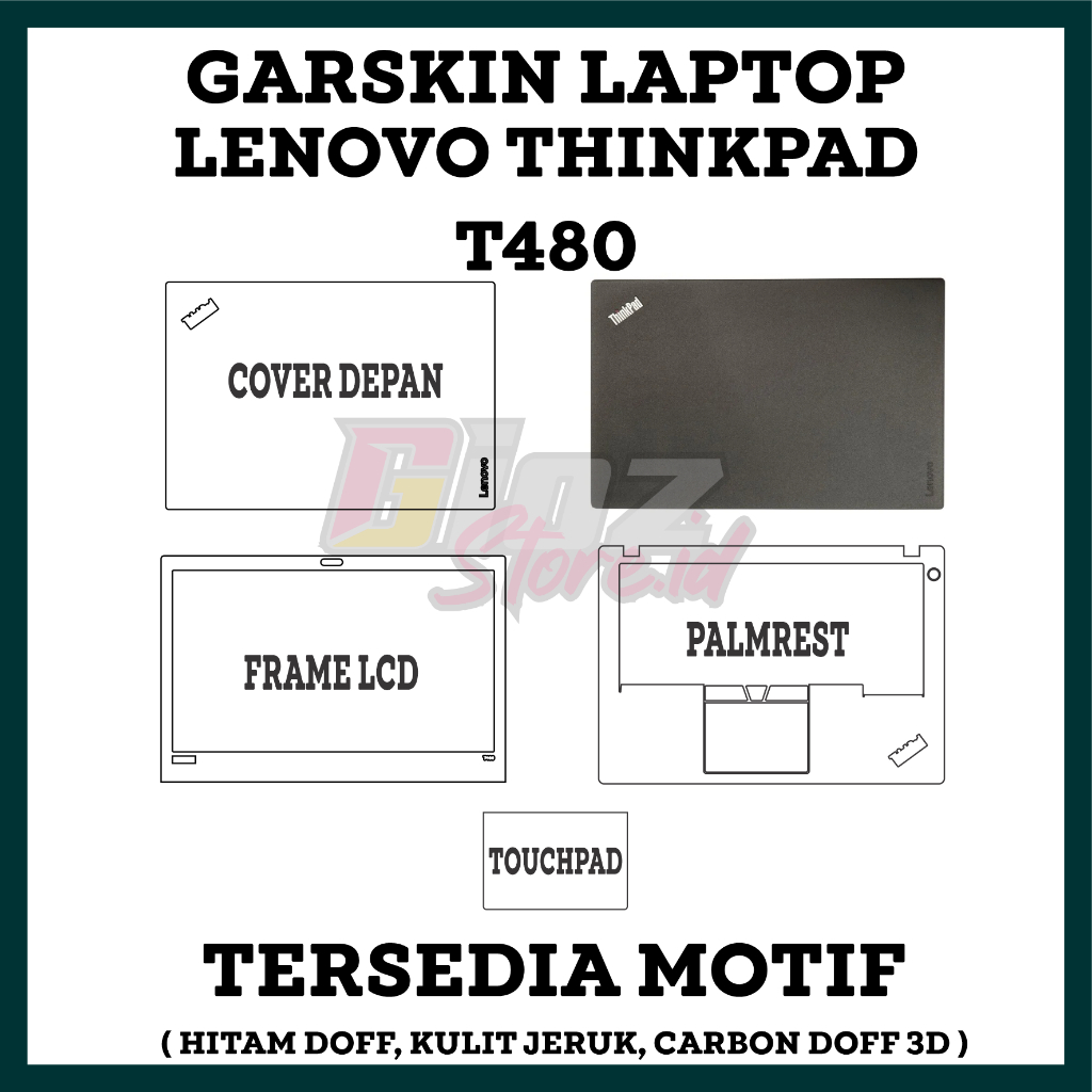 Garskin Lenovo T480, Front Cover/Palmrest/LCD Frame, Touchscreen ...