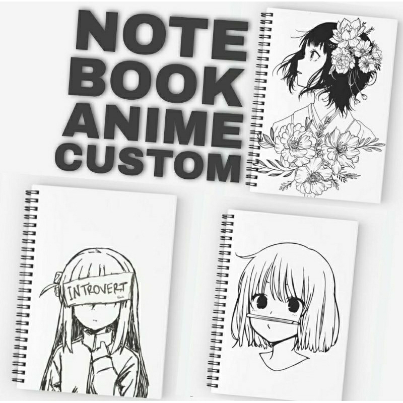 Notebook anime Spiral Notebook A6 CUSTOM Book Black and white anime ...