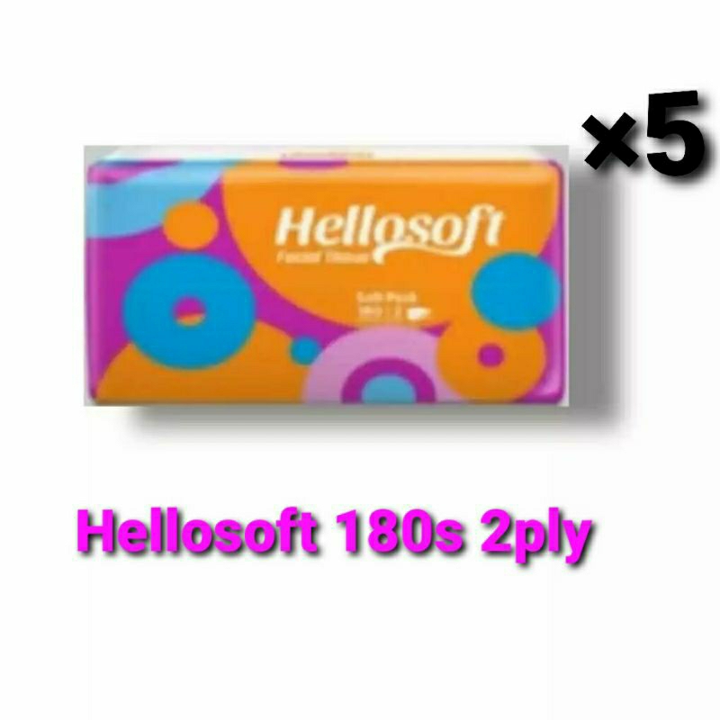 | PACKAGE CONTAINS 5 | HELLOSOFT Facial Soft Pack 180S 2PLY Tissue ...