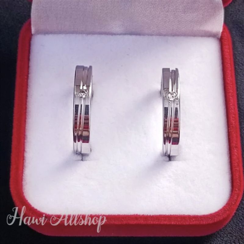 MATA Titanium Silver Couple Ring with Middle Line Eyes (unit price ...