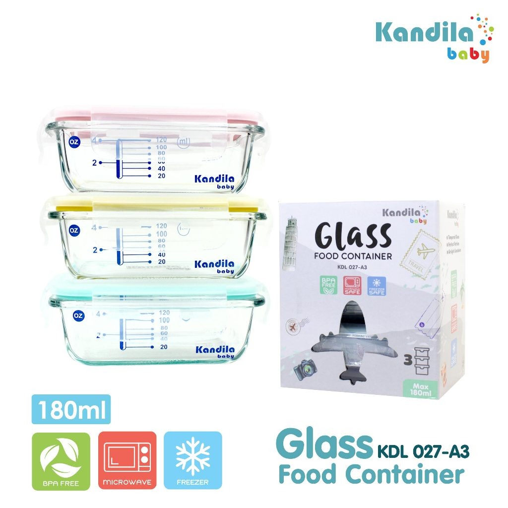 Kandila BABY GLASS FOOD CONTAINER SIZE 120ML KDL 027-A3 MPASI LUNCH BOX ...