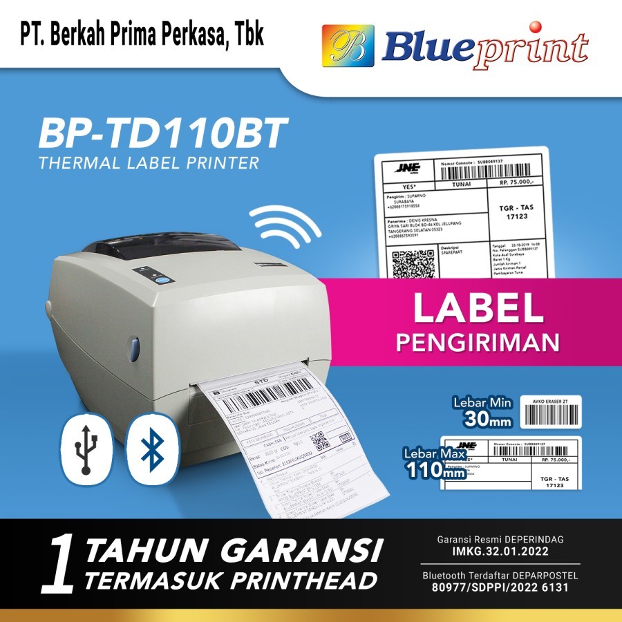 Thermal BARCODE LABEL Receipt PRINTER A6 BLUEPRINT [BP-TD110BT ...