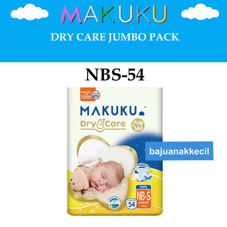 Makuku Dry Care NB 54 Newborn Adhesive NBS Tape Diapers Jumbo Newborn Diapers Drycare New Born ...
