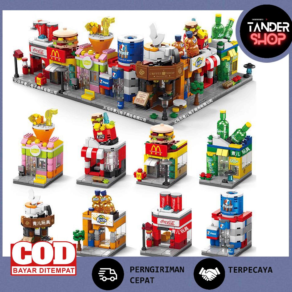 Block Toys Mini Street Series Blocks All Franchise Store coca-cola ...
