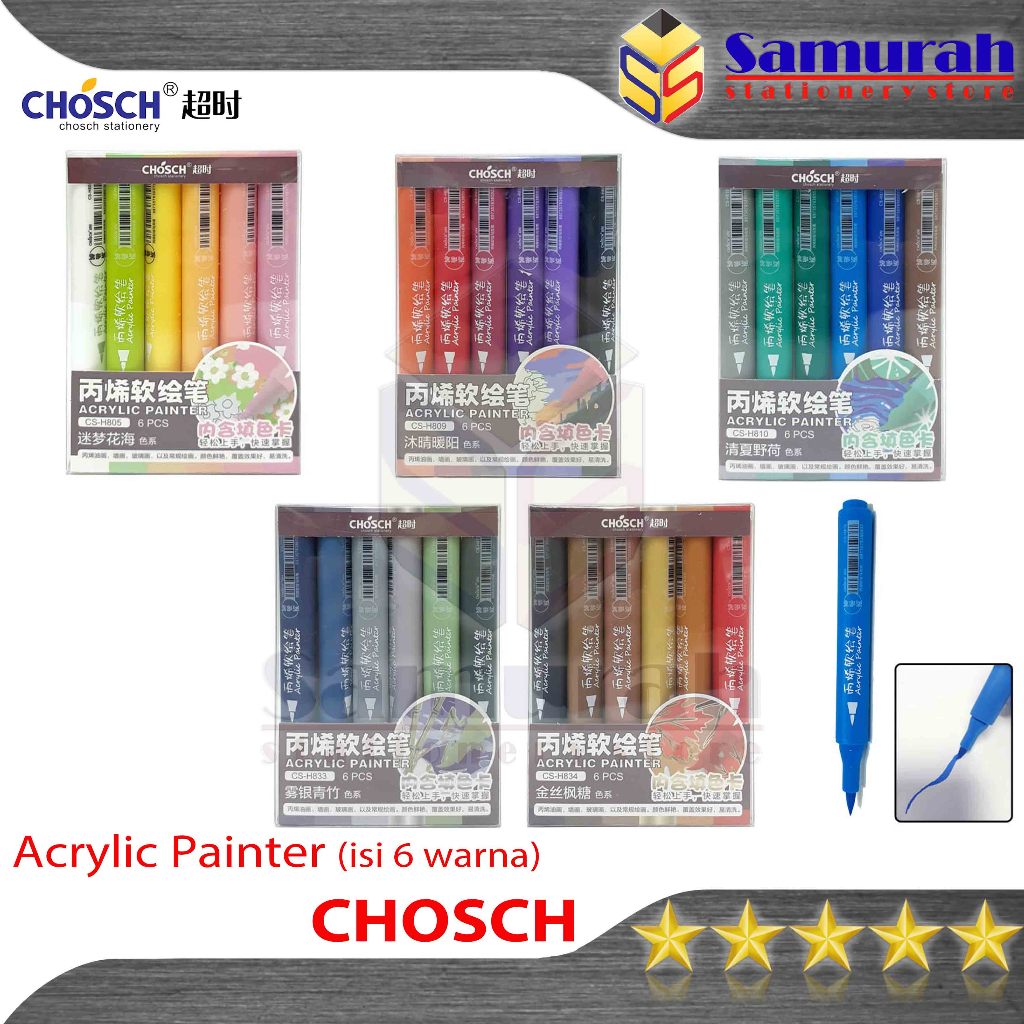 Acrylic Painter Chosch CS-H Markers, 6 Mixed Colors H805 - H809 - H810 ...
