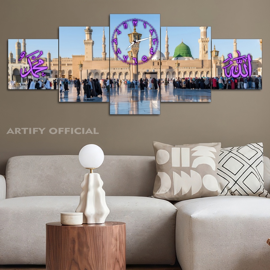 Kaaba Mecca Mosque Room Clock 100X40 Multi Panel / Artify Official ...