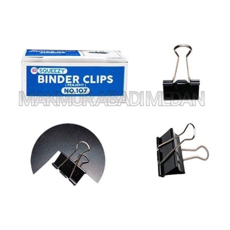 (1Pack:12Pcs) Binder Clip Size No. 107 19mm Contains 12 Pcs / Black ...