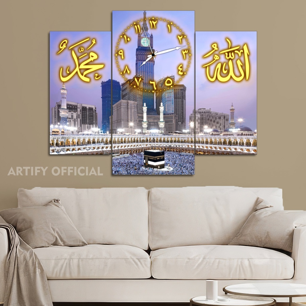 Kaaba Mecca Mecca Wall Clock 50X40 Multi Panel | Jumbo Clock Islamic ...