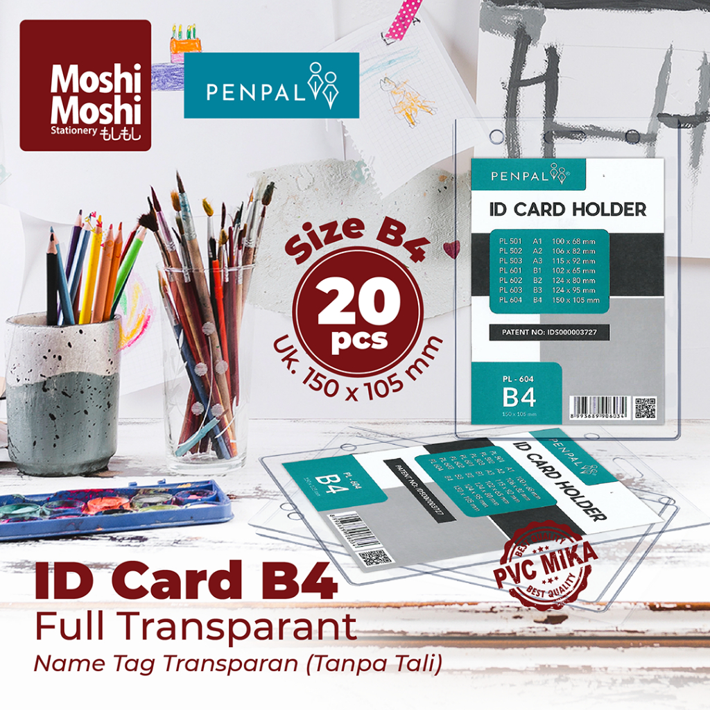 20 PCS ID Card Holder B4 PVC Mica Transparent Thick Name Tag Without ...